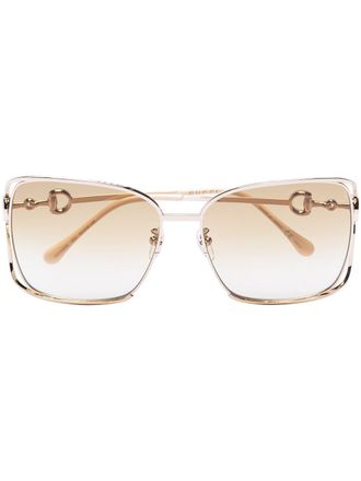 Gucci lunettes de soleil Horsebit &agrave; monture oversize