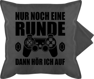 Shirtracer Kissenbezug - Statement - Nur noch eine Runde Dann höre ich auf - Geschenke für Zocker Zocken Gaming Gamer Geschenkideen Sprüchen - 50 x 50 cm - Grau 