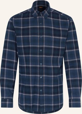 HUGO BOSS Flanellhemd Rickert Regular Fit blau