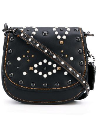 Coach mini sac en bandoulière à détails de clous - Noir