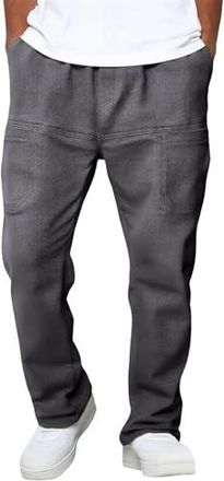 Generic Jean en denim uni de style vintage pour homme, coupe décontractée, avec poches, doux et respirant pour activités de plein air, Noir, 3XL