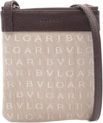 Bulgari Pre-owned Sac bandouli&egrave;re en toile et cuir Logo Mania - Femme - Pre-owned - Beige - Taille: ONE Size