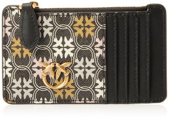 Pinko Damen Reiher Cardholder PVC Logodruck Reisezubeh&ouml;r-Brieftasche, Schwarz/Braun/Wei&szlig;