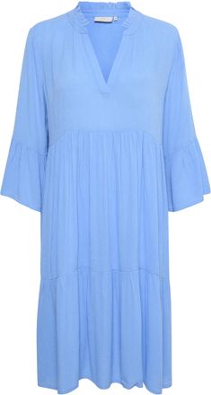 Kaffe Kleid KAmarianah Damen Kleid 3/4 Arm A-Linie Freizeitkleid R&uuml;schenkleid 40, French Blue 40