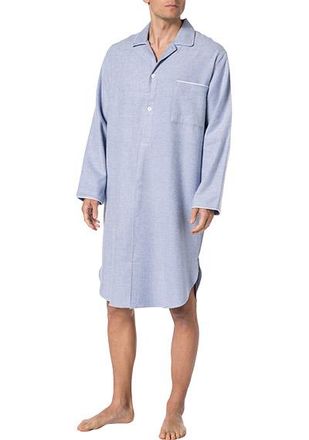 Novila Herren Nachthemd blau Flanelle Gemustert