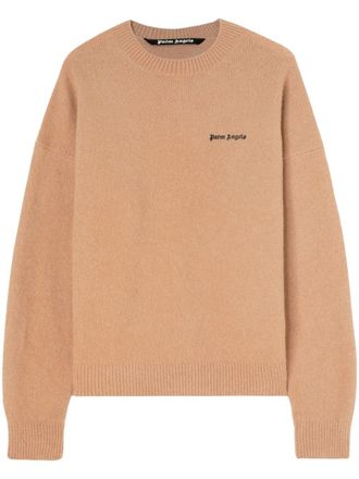 Palm Angels pull en laine mélangée à logo brodé - Tons neutres