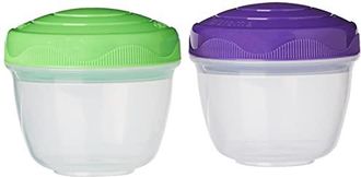 Sistema Yogurt To Go Frischhaltedosen, rund | 150 ml | Stapelbare Vorratsdosen mit Deckeln | 2 Stück