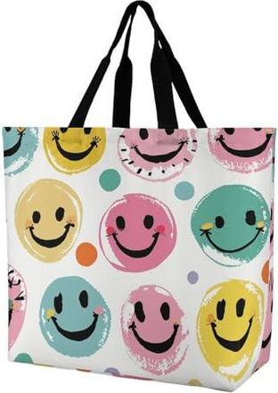 Generic Visage Souriant Aux Couleurs Pastel Sac A Main Femme L&eacute;ger Sacs Imperm&eacute;able Sac Cabas Pour Travail Plage Shopping