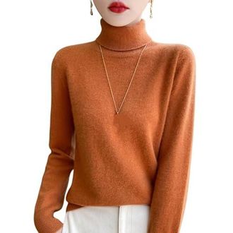 Generic Pull Femme Hiver Pull Col Roul&eacute; en Pure Laine M&eacute;rinos pour Femme L&eacute;ger &Agrave; Retrousser Manches Longues sans Coutures en Cachemire Tricot&eacute; Id&eacute;al pour LAut