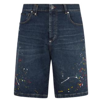 Philipp Plein Denim Shorts Paint - - Shorts - Herren - Blau - W34