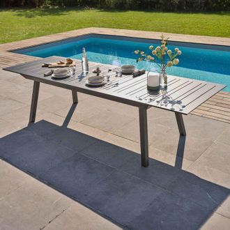 Oviala Table de jardin extensible en aluminium gris