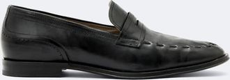 AllSaints Jules Leder-Loafer mit Ziern&auml;hten in Schwarz