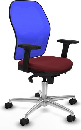Piqueras y Crespo Jorquera Telearbeitsstuhl mit 2D-Armen, h&ouml;henverstellbare Lendenwirbelst&uuml;tze, ausgestattet mit Sincro 5 Positionen und injiziertem Schaum, Blau/Granat