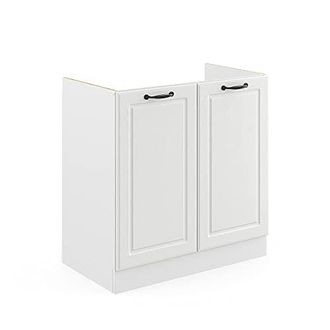 Vicco meuble bas sous-&eacute;vier R-Line, Blanc campagne/Blanc, 80 cm sans plan de travail