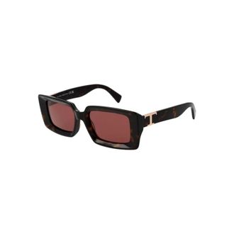 Tod's Femme, Accessoires, Brun, Taille: ONE Size Lunettes de Soleil Rectangulaires Marron Chic avec Verres Roses