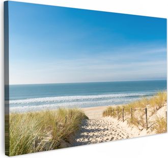 MuchoWow © Bild auf Leinwand Klein 30x20 cm Mini Schlafzimmer Bilder Wand Deko Wohnzimmer Modern Wanddeko Bilderwand Geschenk Strand und Meer - Düne - Sand - S
