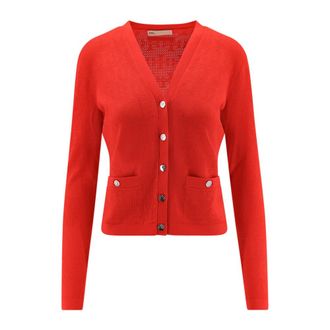 Tory Burch Femme, Pulls, Rouge, Taille: 40 FR Pull col en V avec boutons logo