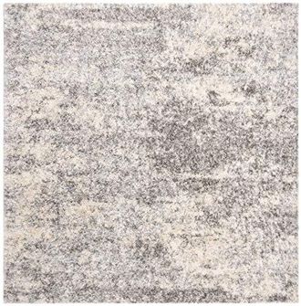 Safavieh Zottelig Teppich für Wohnzimmer, Esszimmer, Schlafzimmer - Berber Shag Collection, Kurzer Flor, Grau, 91 X 91 cm