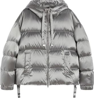 Max Mara Doudoune courte en satin iris&eacute; - Femme - Vestes - Gris - Taille: 36 FR