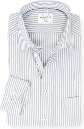 Marvelis Herren Businesshemd Langarm Non-Iron Modern Fit,Gestreift,New Kent, Kragenweite:45
