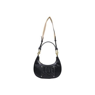 Love Moschino Womens Logo-Embossed Polyurethane Shoulder Bag Black