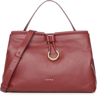 Coccinelle Femme, Sacs, Rouge, Taille: ONE Size Sac à main en cuir lisse avec détail métallique tubulaire