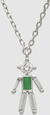 Little Ones Paris Collier Pendentif Gar&ccedil;on Argent Go Green 45cm