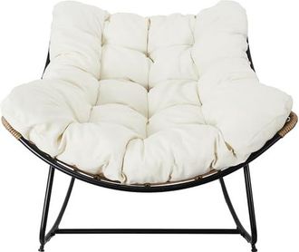 The Home Deco Factory HDO2191, Tulum Schaukelstuhl Beige Kissen, Möbel, Gartenmöbel, Außensitz, 96x73x114 cm, Sitzhöhe 58 cm, Braun Schwarz Beige