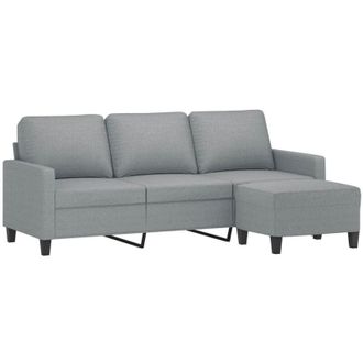 vidaXL 3-Sitzer-Sofa mit Hocker Hellgrau 180 cm Stoff Vidaxl