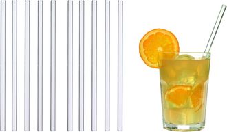 TFA Dostmann GlasWerk Medium Glas Trinkhalme, 14.2016.10, 10 Stück, Spülmaschinengeeignet, für Longdrinks/Latte Macchiato Weiß