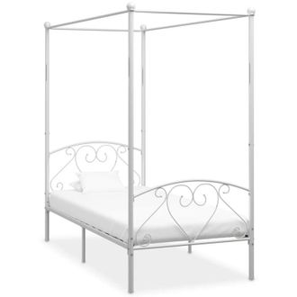 vidaXL Himmelbett-Gestell Wei&szlig; Metall 90 x 200 cm vidaXL