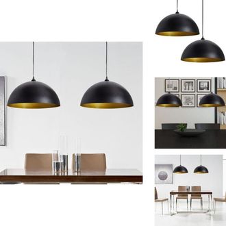 vidaXL Vidaxl - Deckenleuchte 2 Stk. H&ouml;henverstellbar Halbkugelf&ouml;rmig Schwarz - Pendelleuchte - Deckenleuchte - Wohnzimmerlampe - Esszimmerlampe - Modernes