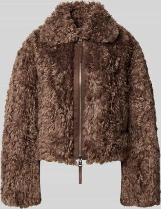 HUGO BOSS Regular Fit Teddy- / Webpelzjacke mit Umlegekragen Modell Amoa