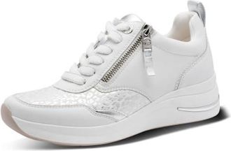 Tamaris Comfort baskets femme plates &agrave; lacets avec fermeture &eacute;clair, White Nappa, 37 EU