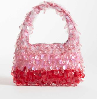 River Island Perlenbesetzte Handtasche in Rosa mit Farbverlauf