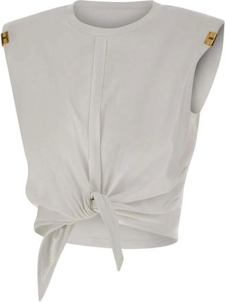 Elisabetta Franchi Femme, Tops, Blanc, Taille: 34 FR Top en jersey avec
