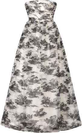 Max Mara Femme, Robes, Multicolore, Taille: 36 FR Robe Maxi Bustier en Organza de Soie Imprim&eacute;e