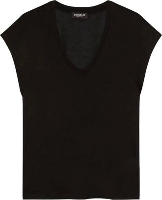 Dondup Femme, Tops, Noir, Taille: 36 FR T-shirt à col en V