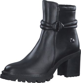 Marco Tozzi by Guido Maria Kretschmer Damen Stiefeletten mit Absatz aus Leder Blockabsatz, Schwarz (Black), 40