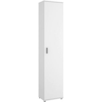 Dmora Dmora - Colonne de salle de bain Lagalb, Unité murale de salle de bain, Armoire polyvalente haute avec 1 porte, 39x35h190 cm, Blanc, avec emballage