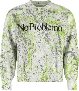 Aries Homme, Sweatshirts et sweats &agrave; capuche, Multicolore, Taille: S SweaT-shirt &agrave; teinture en a&eacute;rosol No Problemo