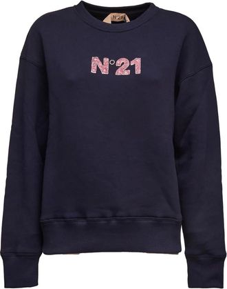 N&deg;21 Femme, Sweatshirts et sweats &agrave; capuche, Bleu, Taille: 36 FR SweaT-shirt ras du cou