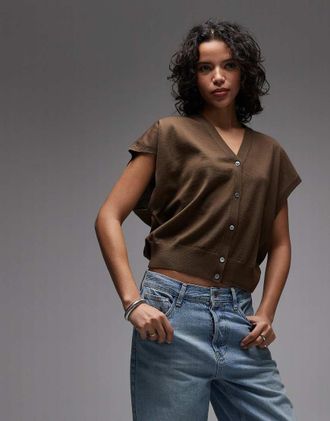 Arket Pull sans manches en laine m&eacute;rinos - Olive fonc&eacute;-Brown