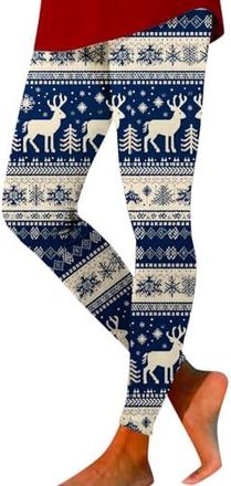 Generic Legging de sport 2026 pour femme - Automne et hiver - Imprim&eacute; de No&euml;l - Pour le fitness et le yoga, bleu clair, XXL