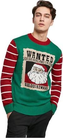 Urban Classics Wanted Christmas Sweater Maillot de survêtement, Vert/Blanc, XXL Homme
