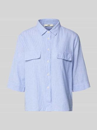 0039 Italy Bluse aus Leinen-Mix mit Brusttaschen Modell BEA