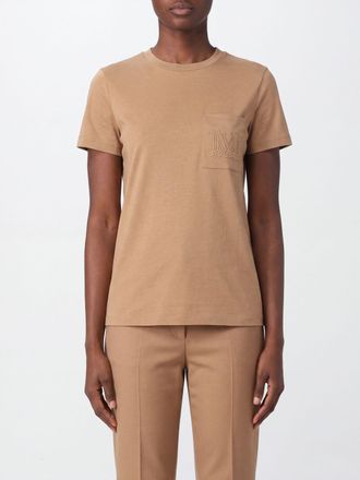 Max Mara T-shirt en coton avec monogramme et poche plaqu&eacute;e
