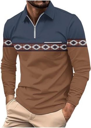 Generic Polo pour homme adulte &agrave; manches longues en coton avec col en coton - Polo de rugby, v&ecirc;tements de golf d&eacute;contract&eacute;s et intelligents - Pour le bureau e