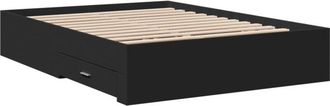 vidaXL Cadre de lit et tiroirs noir 120x190 cm bois dingénierie - Vidaxl