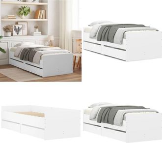 vidaXL Bett mit Schubladen Weiß 75x190 cm - Bettsofa - Holzbettrahmen - Einzelbett - Weißes Bett - Schrankbett - Home & Living
